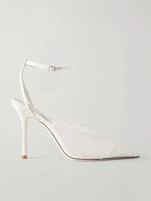 JIMMY CHOO Faiz 100 Lace Pumps - Neutrals