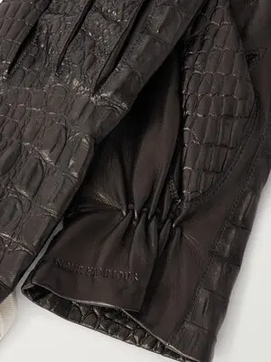 Nour Hammour Croc-effect Leather Gloves