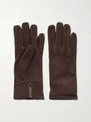 Nour Hammour Suede Gloves - Brown