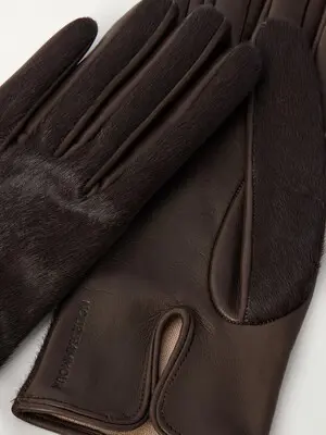 Nour Hammour Calf Hair And Leather Gloves - Brown