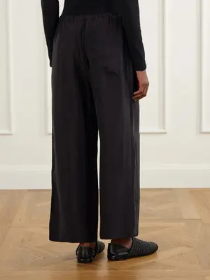 JAMES PERSE Silk-habotai Wide-leg Drawstring Pants