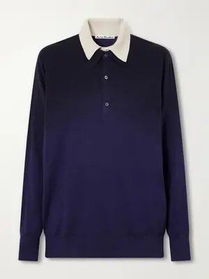 Acne Studios Layered Silk, Wool And Cashmere-blend Polo Sweater