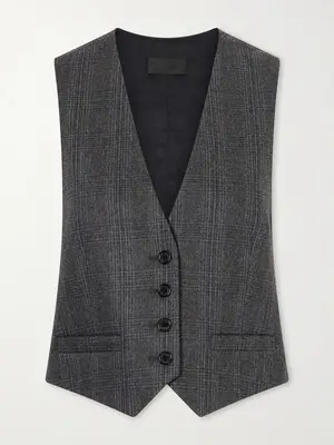 NILI LOTAN Ismael Checked Wool-blend Vest