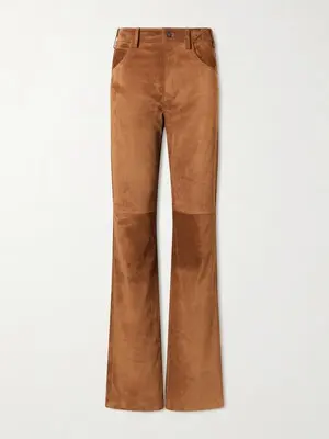 NILI LOTAN Joan Suede Straight-leg Pants