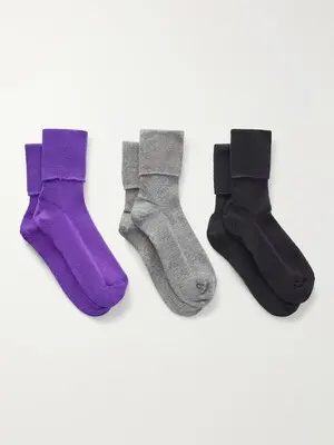 Johnstons Of Elgin Set Of Three Ribbed Cashmere-blend Socks - Multi