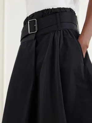 Loewe Belted Gathered Cotton-blend Shell Midi Skirt