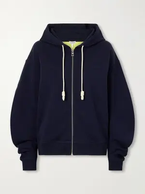 Loewe Logo-embroidered Cotton-jersey Hooded Zip-up Sweatshirt