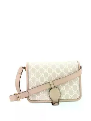 Gucci Interlocking G Patch Messenger Bag Gg Coated Canvas Mini Crossbody Bag - Neutrals