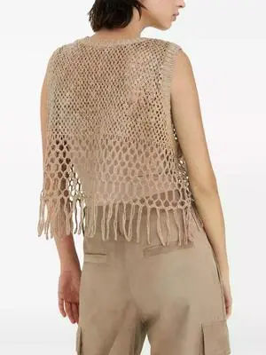 Brunello Cucinelli Sequin-embellished Open-knit Vest