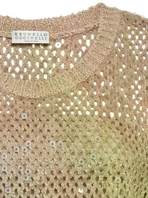 Brunello Cucinelli Sequin-embellished Open-knit Vest