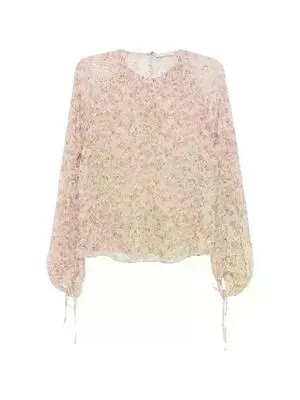 KRISTINA TI Floral Print Tie-cuff Blouse - Neutrals