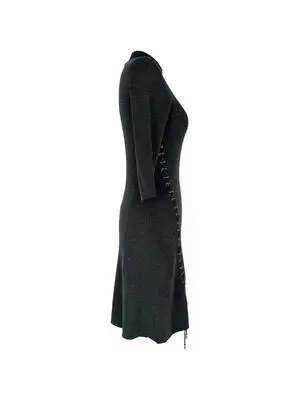 Maje Ribbed-knit Lace-up Dress