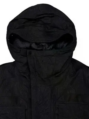 Stone Island Warp Rib Nylon-tc Padded Hooded Jacket - Black