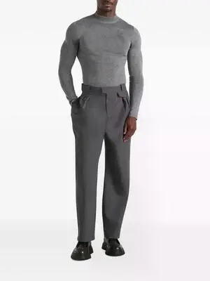 Manière De Voir Kw003 In Fitted Mock Neck Wool-blend Jumper - Grey