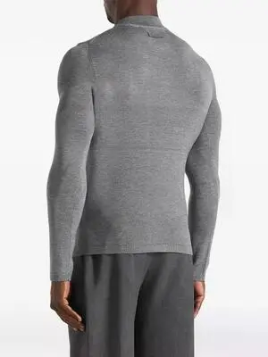 Manière De Voir Kw003 In Fitted Mock Neck Wool-blend Jumper - Grey
