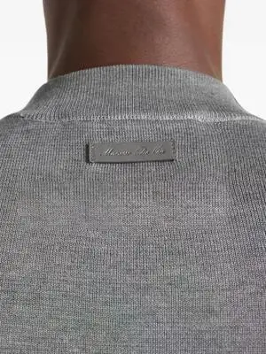 Manière De Voir Kw003 In Fitted Mock Neck Wool-blend Jumper - Grey