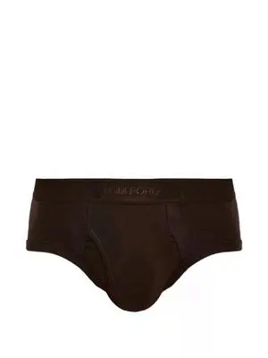 TOM FORD Logo-waistband Briefs - Brown