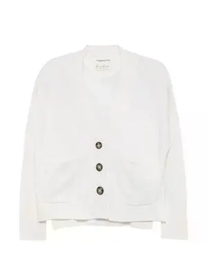 PUROTATTO Button-up Patch-pocket Cardigan - White