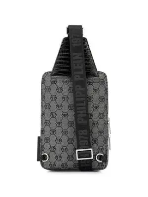 Philipp Plein Denim Crossbody Bag Jacquard Monogram - Grey