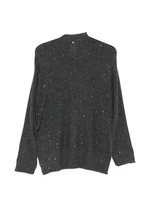 Lorena Antoniazzi Sequin-embellished Side-slit Sweater