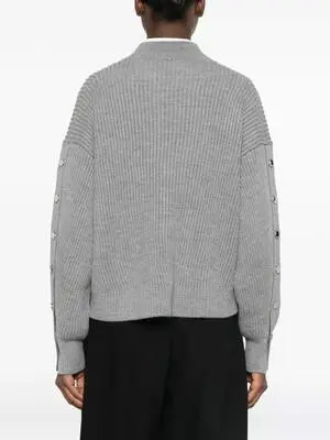 Sportmax Ribbed-knit Buttoned-sleeves Sweater