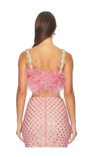 BRONX BANCO Madeline Diamond Feather Crop Top In . Also