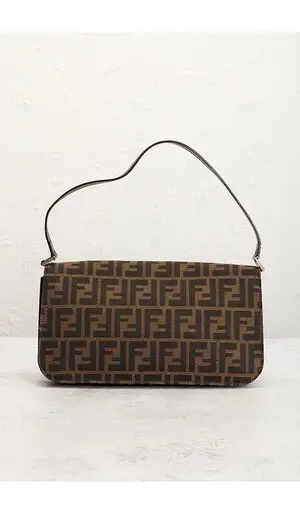 FWRD RENEW Fendi Zucca Monogram Baguette Shoulder Bag