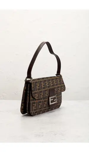 FWRD RENEW Fendi Zucca Monogram Baguette Shoulder Bag