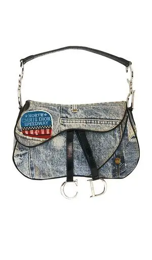 FWRD RENEW Dior Denim Speedway Double Saddle Bag