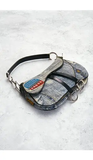 FWRD RENEW Dior Denim Speedway Double Saddle Bag