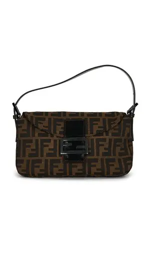 FWRD RENEW Fendi Zucca Monogram Baguette Shoulder Bag