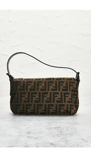 FWRD RENEW Fendi Zucca Monogram Baguette Shoulder Bag