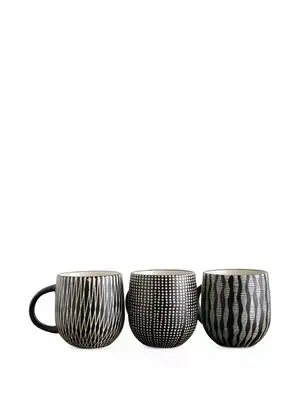 CHEHOMA Patterned Ceramic Mugs - Black