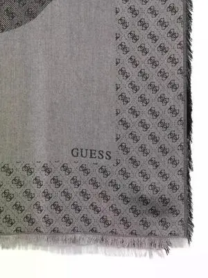 Guess Logo-print Frayed Scarf - Grey