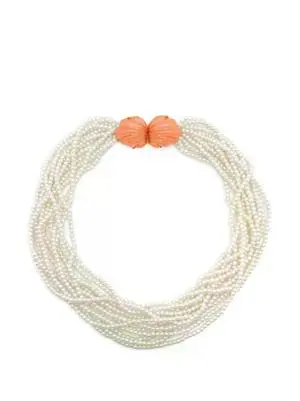 JENNIFER GIBSON JEWELLERY 1980s Trifari Pearl Torsade Necklace - Gold