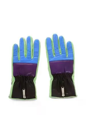 Dsquared2 Color-block Zipped Leather Gloves - Black