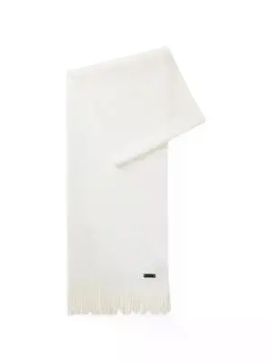 BOSS Knitted Scarf In Virgin Wool With Logo-detail - Neutrals
