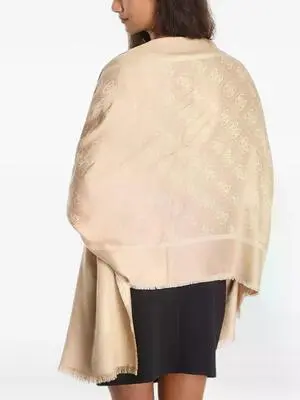 Guess Monogram-jacquard Frayed-edge Scarf