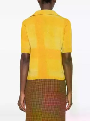 KRISTINA TI Check-pattern Polo-collar Sweater