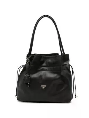 Guess Karima Drawstring-fastening Leather Tote Bag - Black