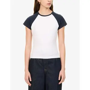 Good American Cotton-jersey T-shirt With Raglan Sleeves