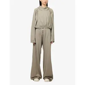 Rick Owens Cropped Cotton Hoodie - Mineral