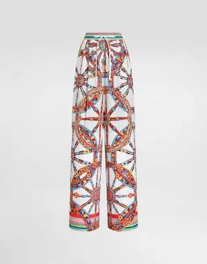 Dolce & Gabbana Carretto-print Poplin Trousers Pants And Shorts Multi-colored - Multicolor