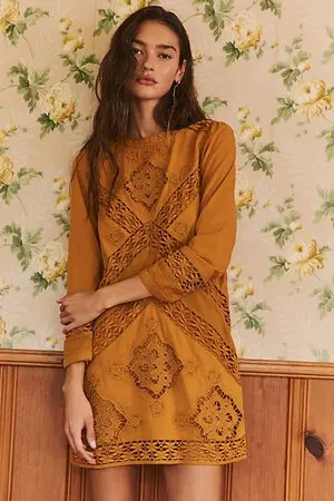 Free People Sentimental Melody Lace Mini Dress - Fp Bronzer