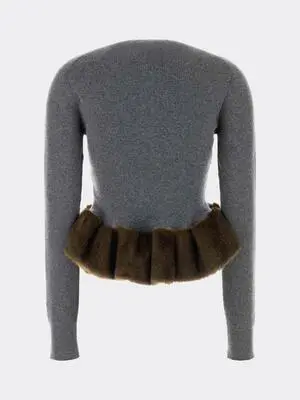 Stella McCartney Ruffle Detail Wool Blend Crewneck Sweater
