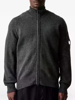 C.P. COMPANY Lambswool Lens Zipped Sweater - Grey
