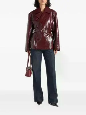 Manière De Voir Patent Belted Trench Jacket - Red