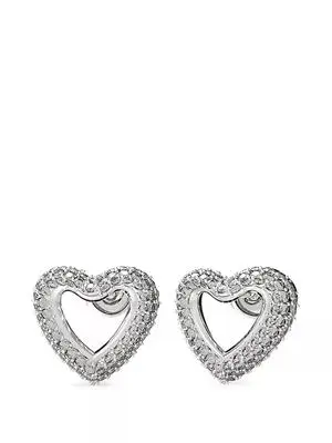 Guess Pavé Heart-shape Earrings - Silver