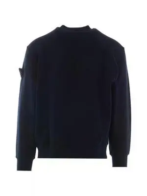 Stone Island Crew Neck Sweatshirt With Detachable Logo Patch - Blue
