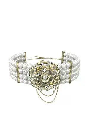 Guess Peony Pearl Choker Necklace - Gold